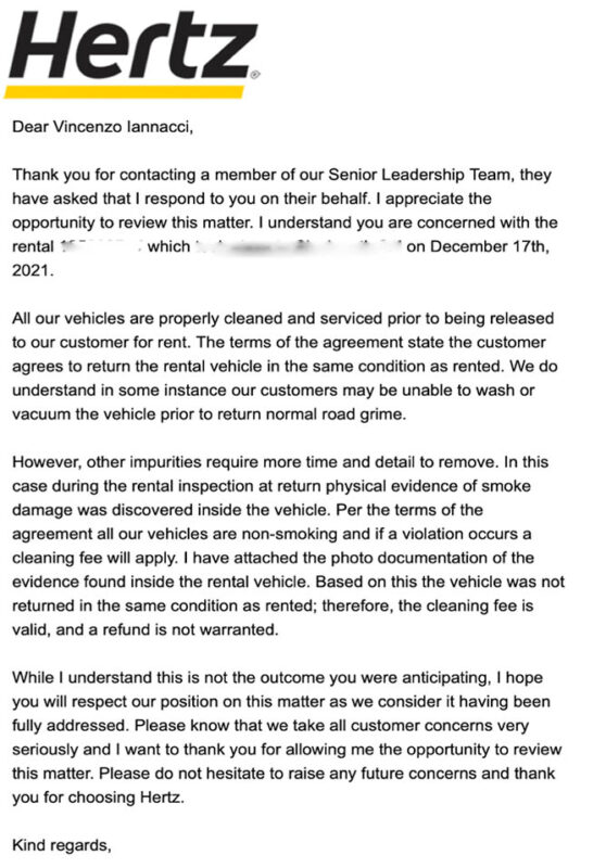 How to get a $400 cleaning fee on your car rental removed? Like this ...