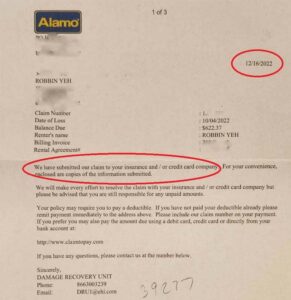 Alamo billed me $662 for rental car damage. Why won't insurance pay ...